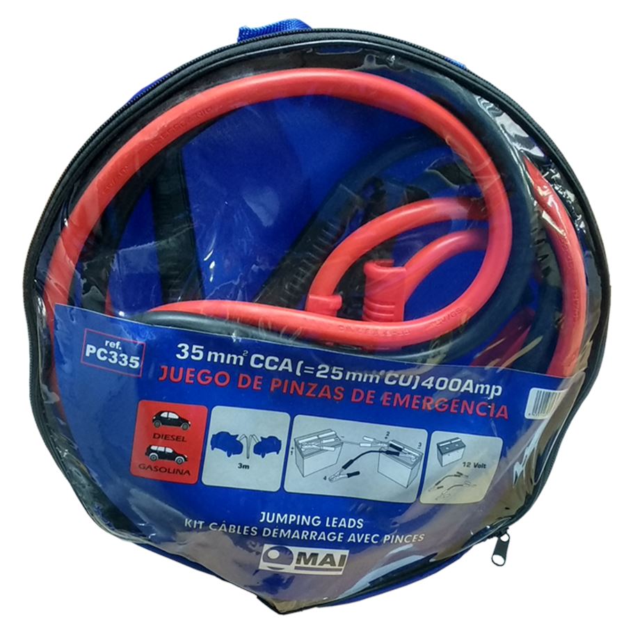 Cables de arranque 12/24V 400A 35mm 3m MAI PC335