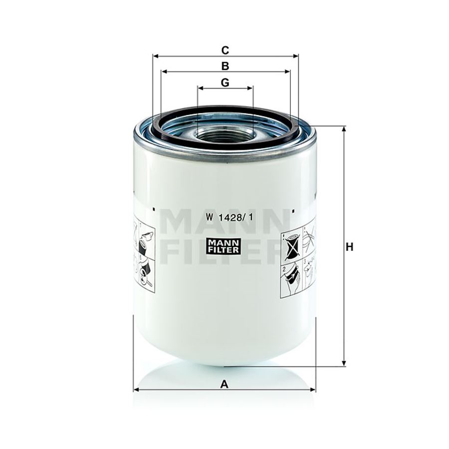 Filtro, sistema hidráulico operador MANN W 1428/1
